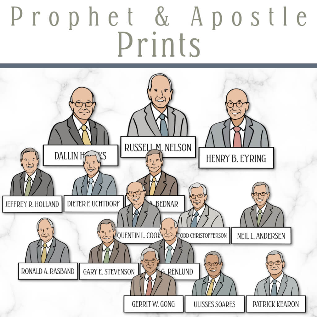 Prophet and Apostles Hand Drawn Pictures - Come Follow Me FHE