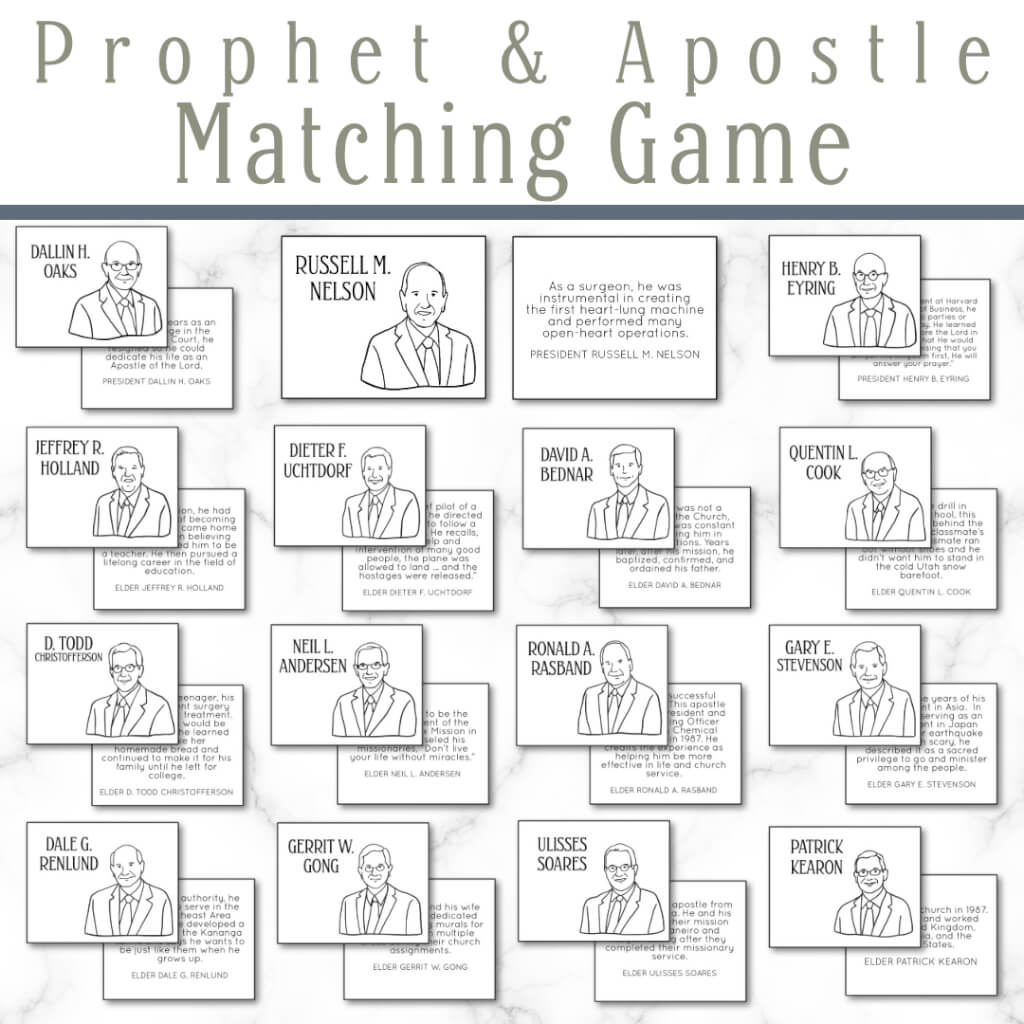 Apostle Matching Game - Come Follow Me FHE