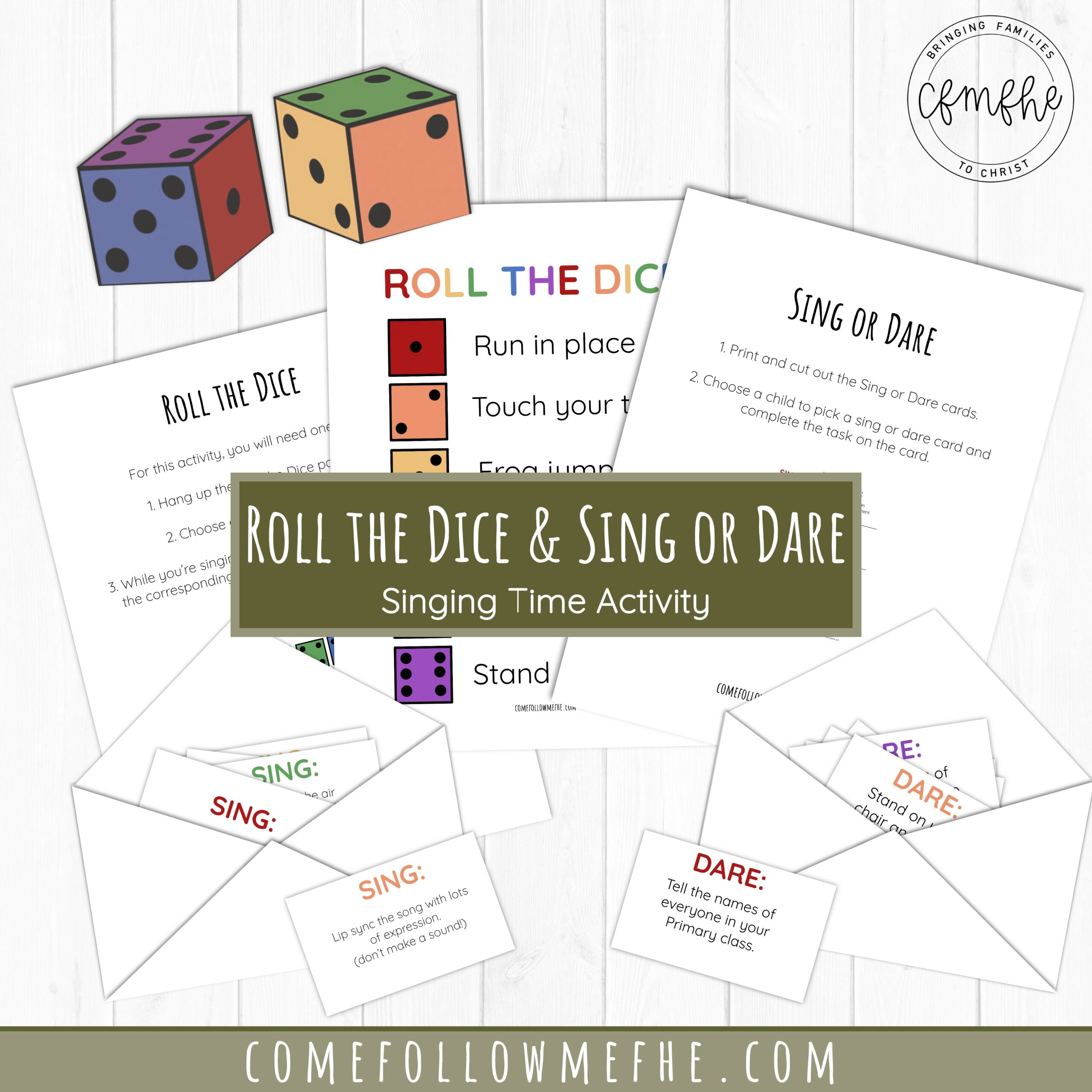 Roll the Dice and Sing or Dare Singing Time Activities - Come Follow Me FHE