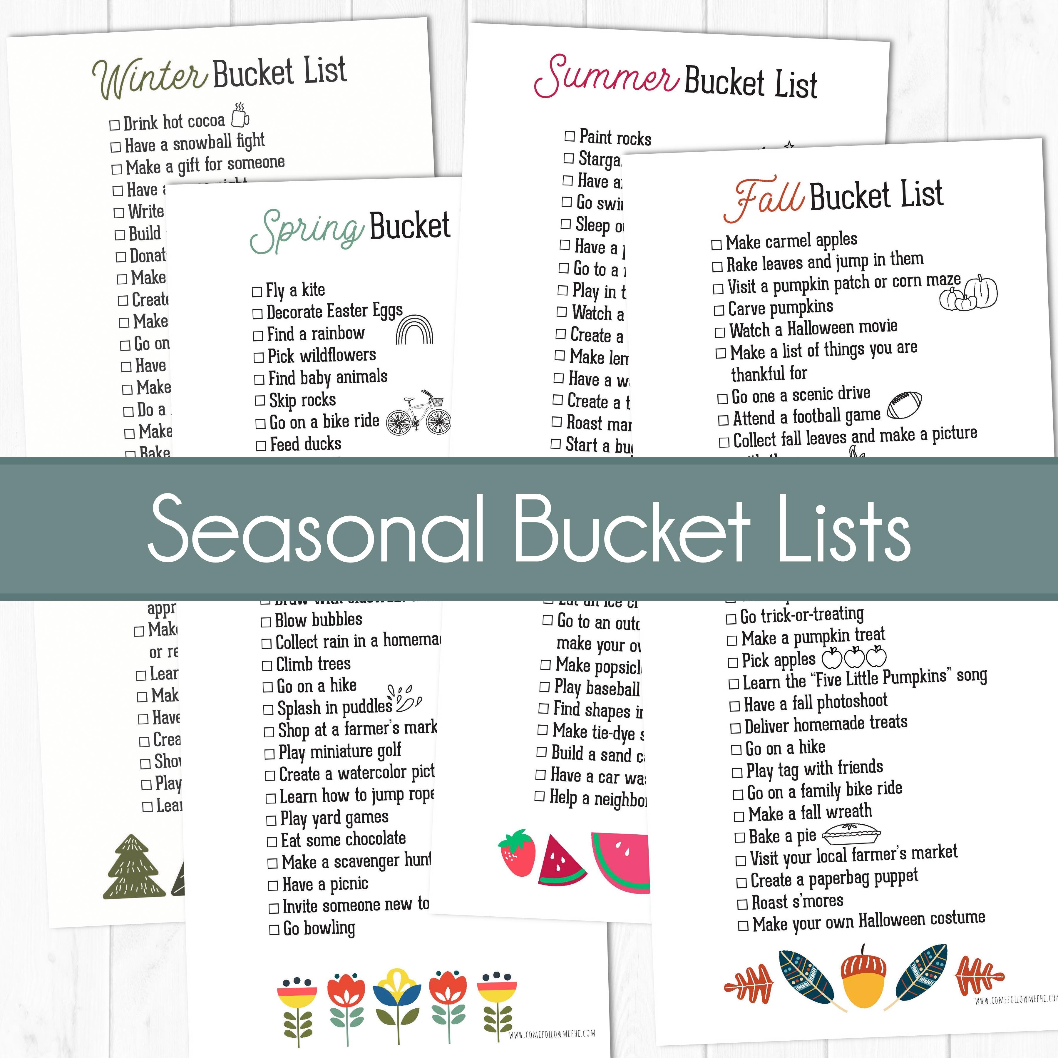 Seasonal Bucket Lists - Come Follow Me FHE