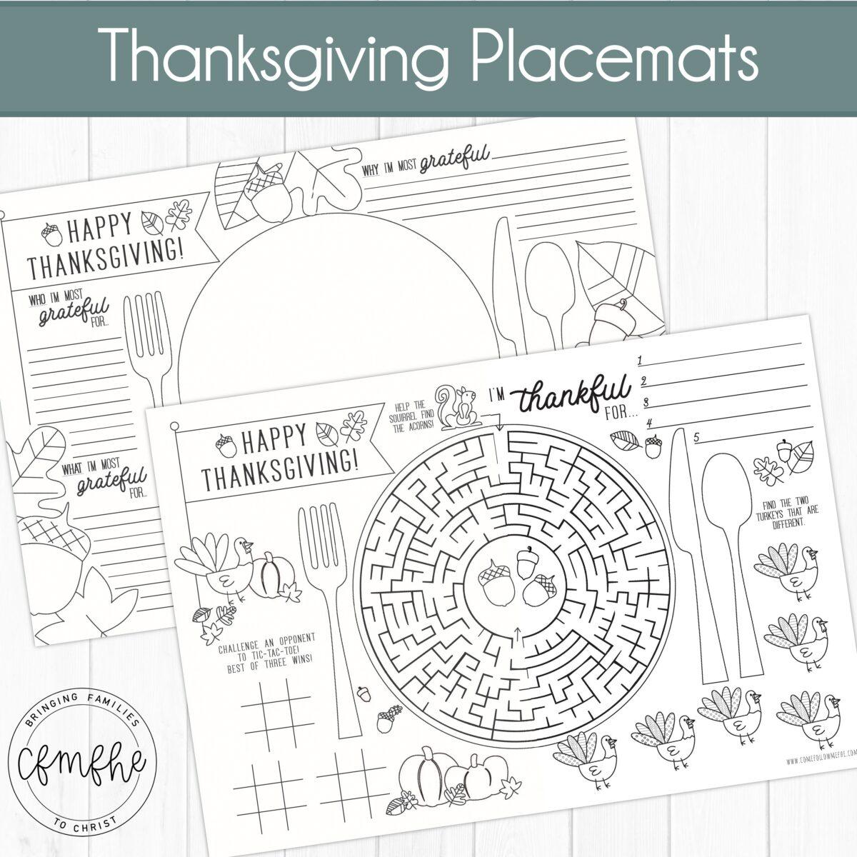 Thanksgiving Placemats - Come Follow Me FHE