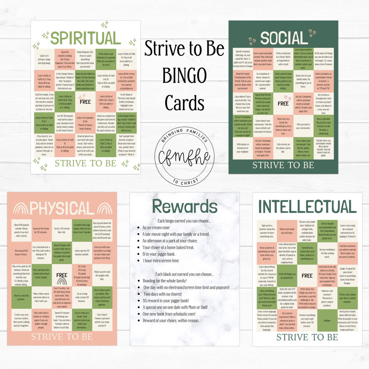 Strive to Be BINGO - Come Follow Me FHE