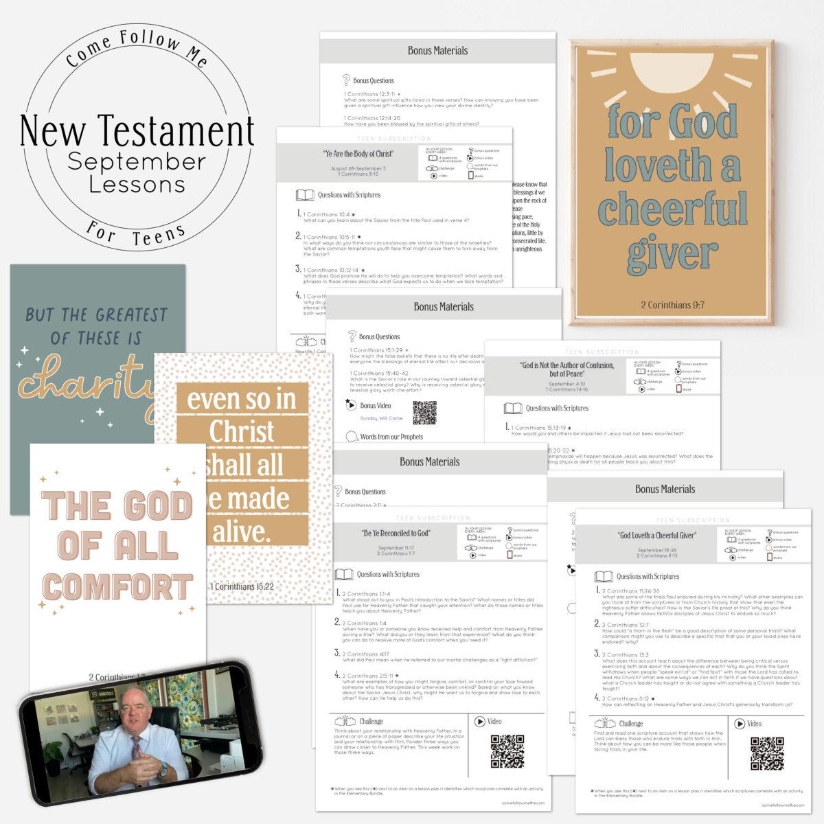 TEEN: New Testament September Lessons Aug 28 - Sept 24 - Come Follow Me FHE
