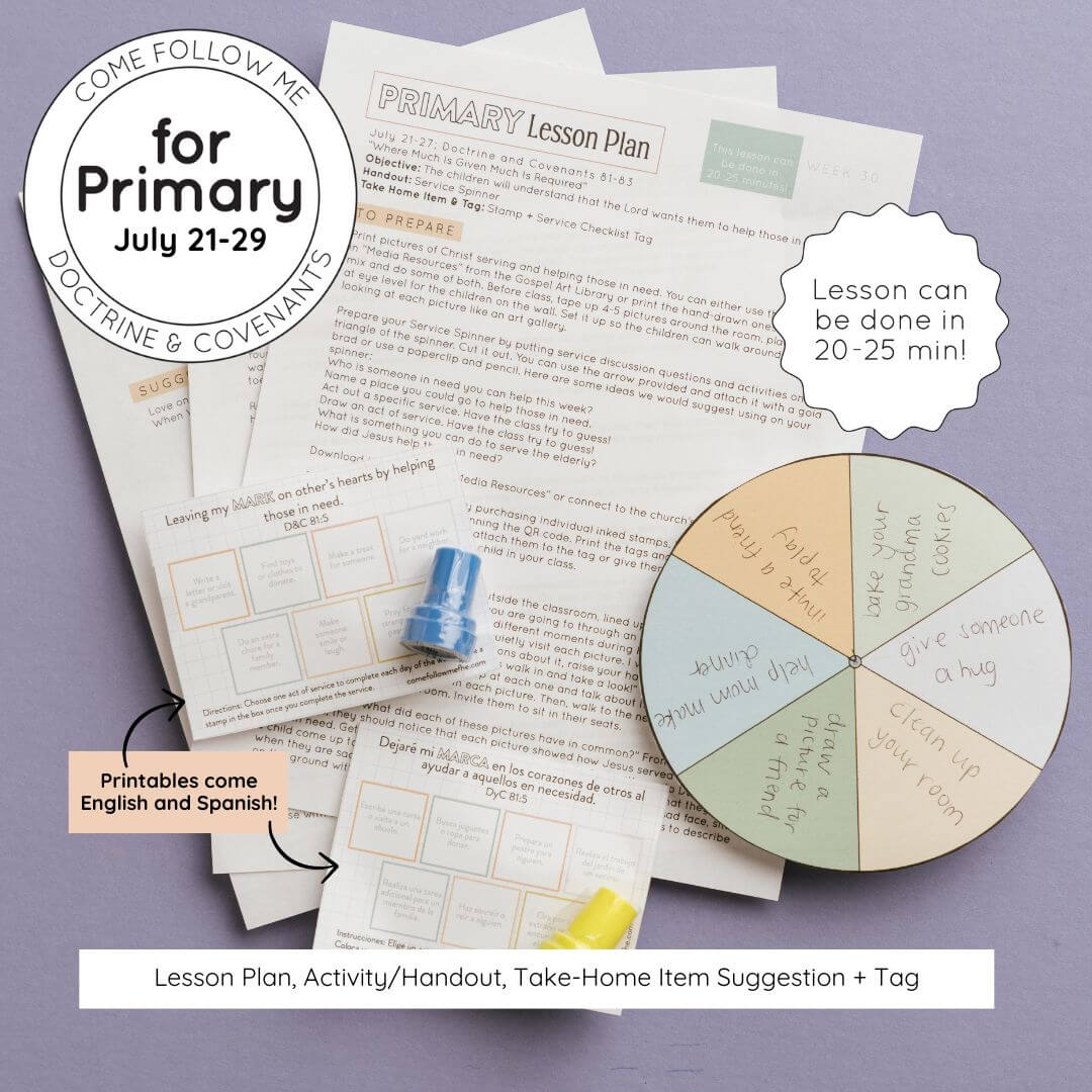 D&C Primary Lesson 30 - Come Follow Me FHE